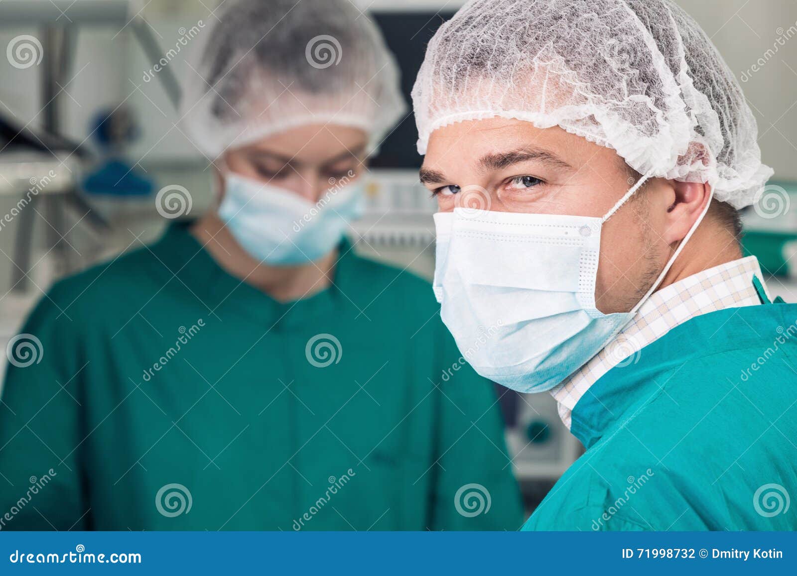 Attentive Look of Surgeon in Mask Stock Photo - Image of green ...