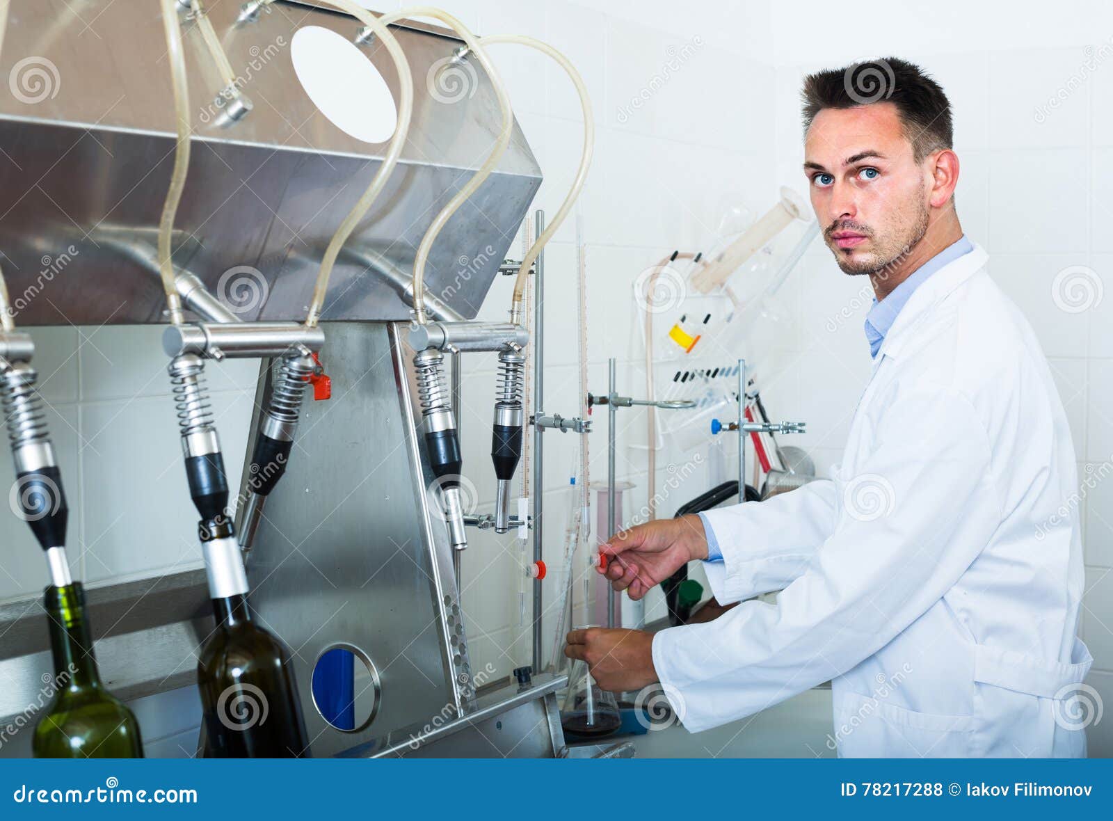 Attentive Man Making Tests in Wine Manufactory Laboratory Stock Photo ...