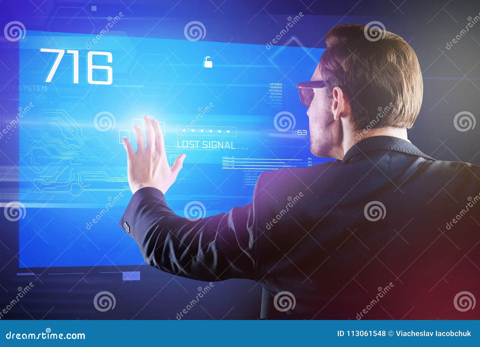 Attentive Programmer Carefully Touching the Screen of His Futuristic ... Attentive Programmer Carefully Touching the Screen of His Futuristic ...