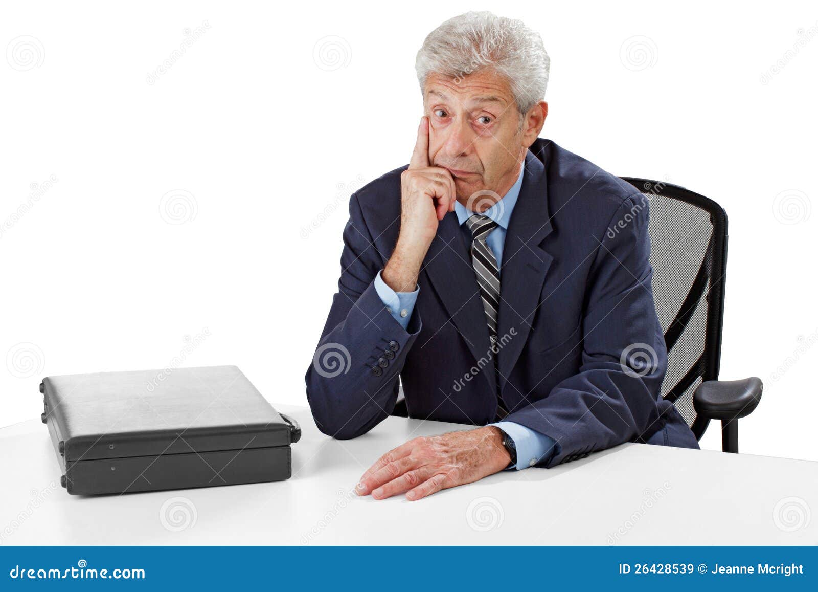 Attentive Senior Business Man Listens Stock Image - Image of elbow ...