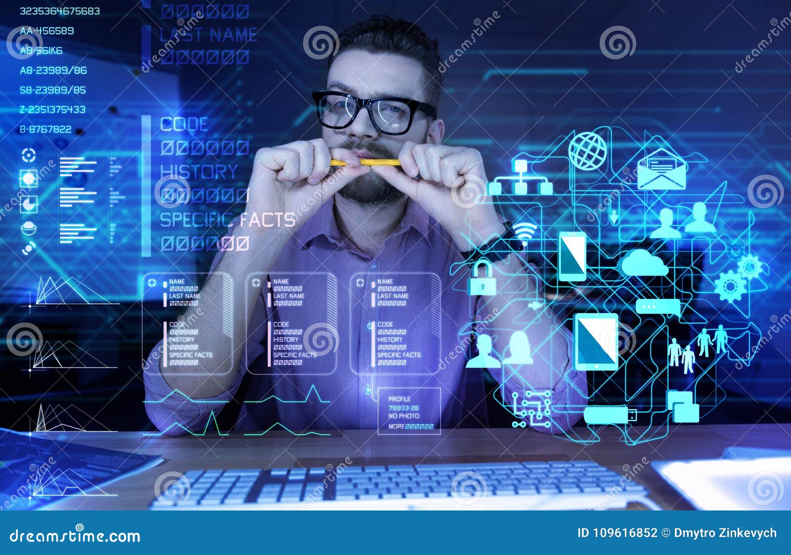 Thoughtful Programmer Brainstorming Ideas About Coding Stock Photo ... Thoughtful Programmer Brainstorming Ideas About Coding Stock Photo ...