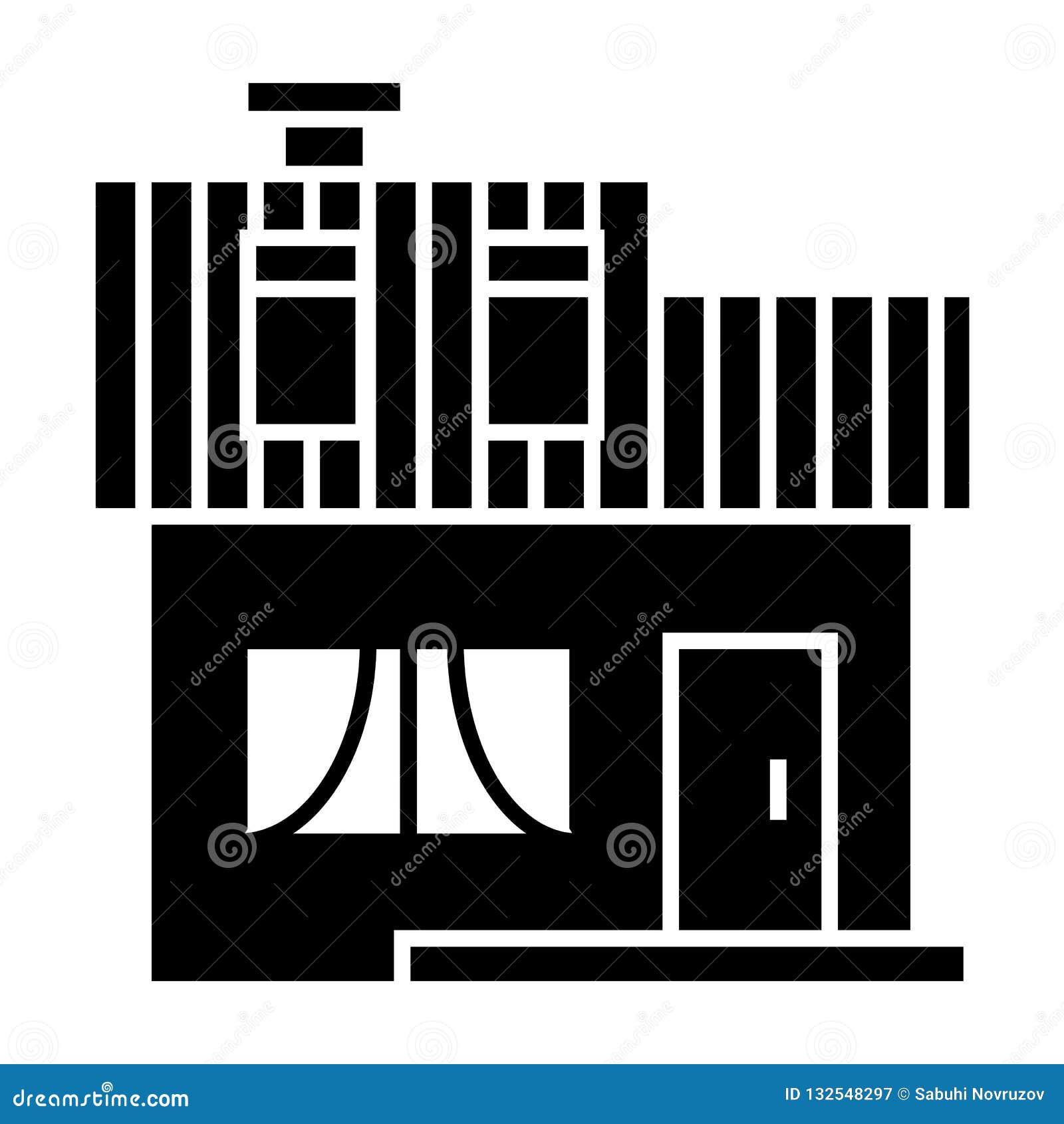 Attic Cottage Solid Icon. House with Mansard Vector Illustration ...