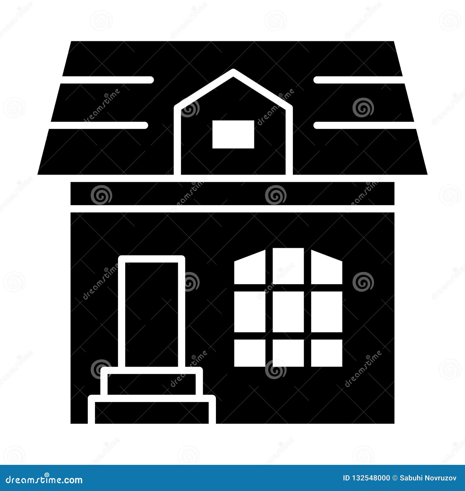 Attic Cottage Solid Icon. House Vector Illustration Isolated on White ...