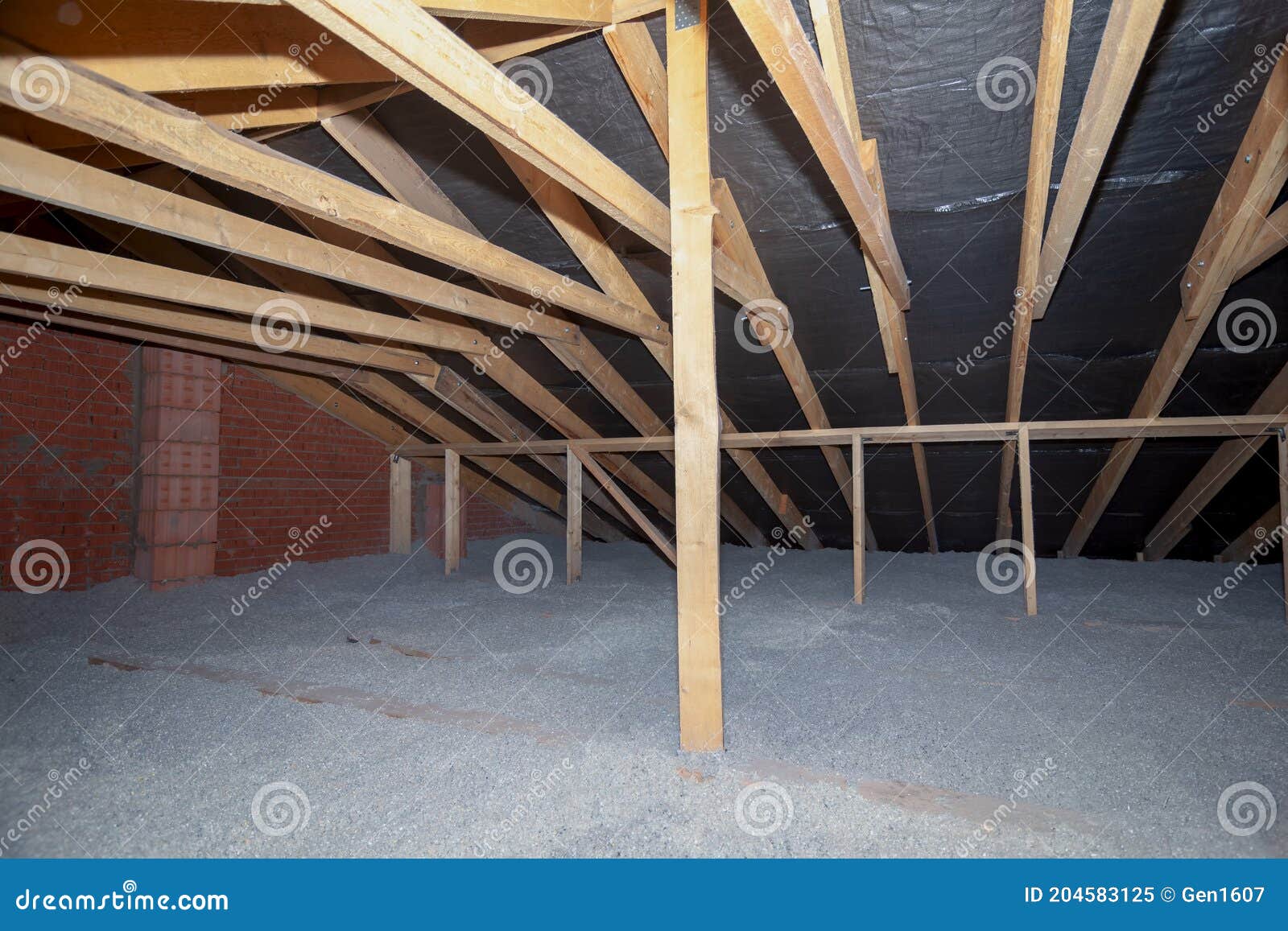 The Attic Has Cellulose Insulation. Made From Recycled Paper Royalty ...