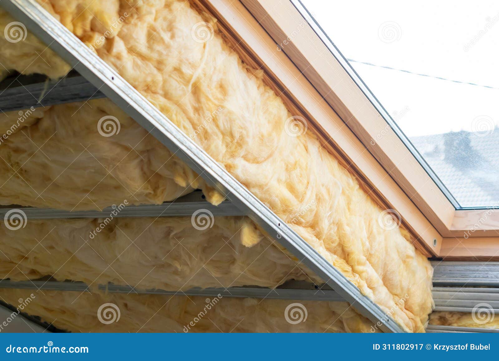 Attic Insulation with Mineral Wool Stock Image - Image of protection ...