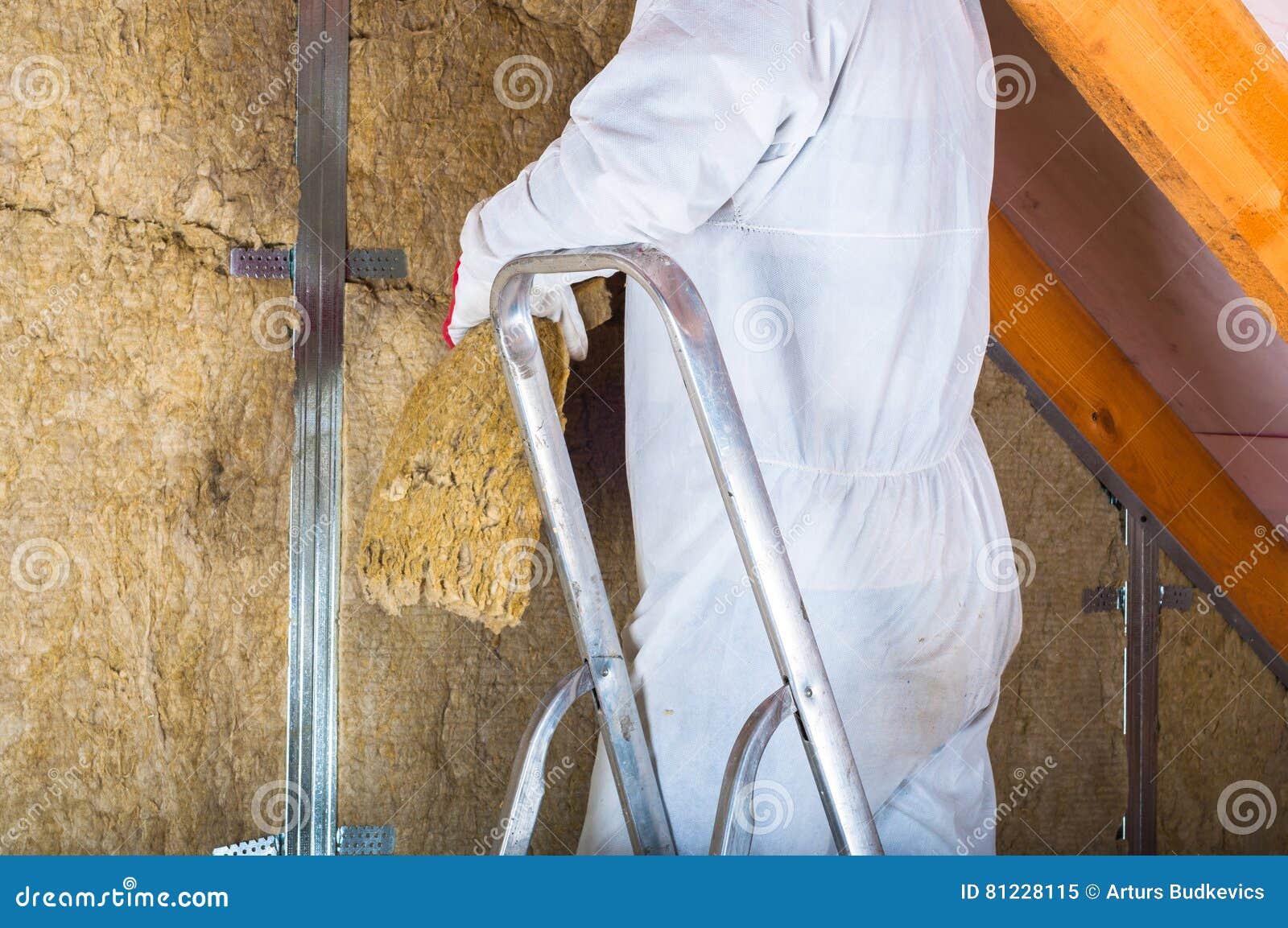 Attic loft insulation stock image. Image of fiberglass - 81228115
