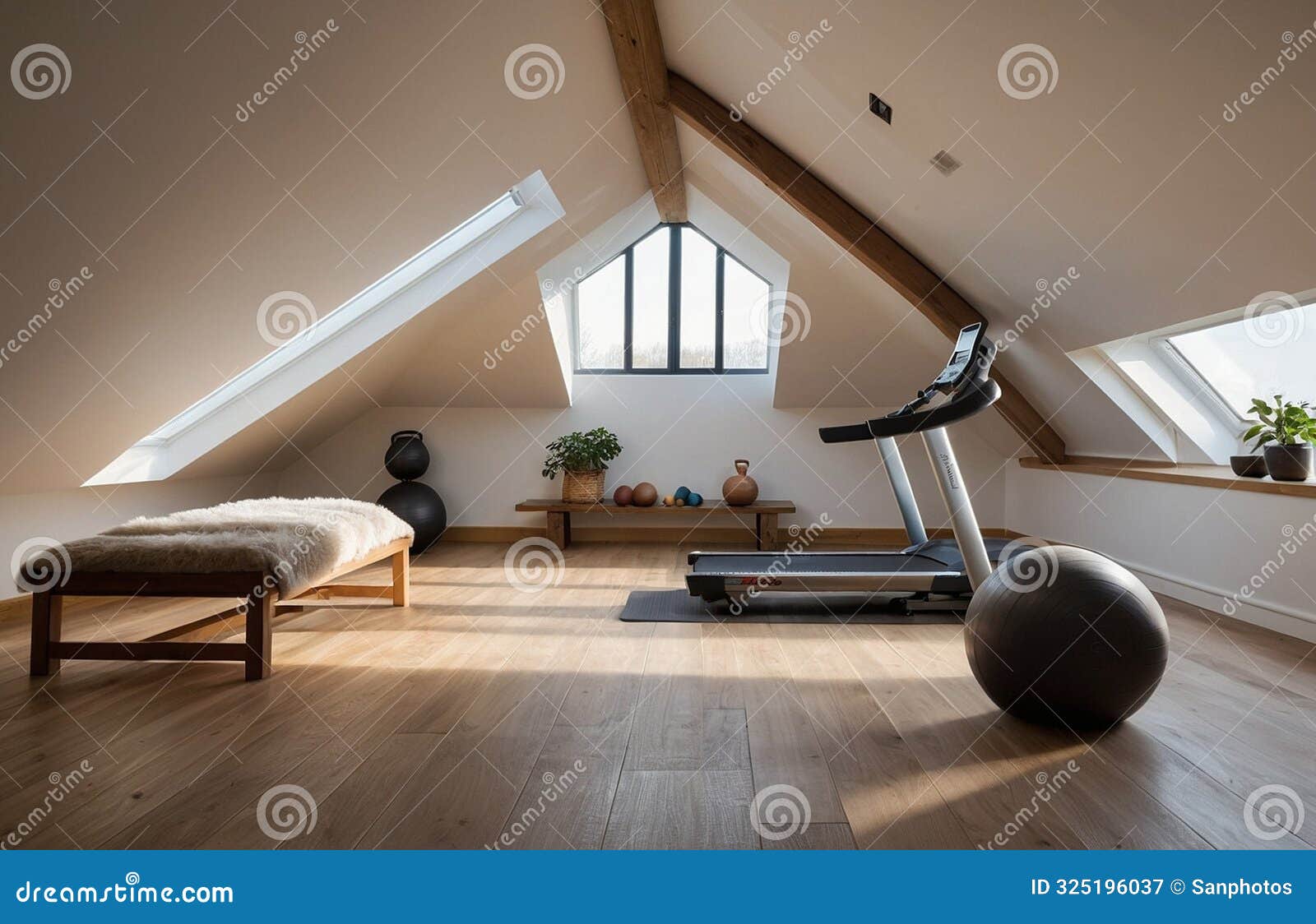 Modern Attic Home Gym: a Minimalist Fitness Haven Stock Illustration ...