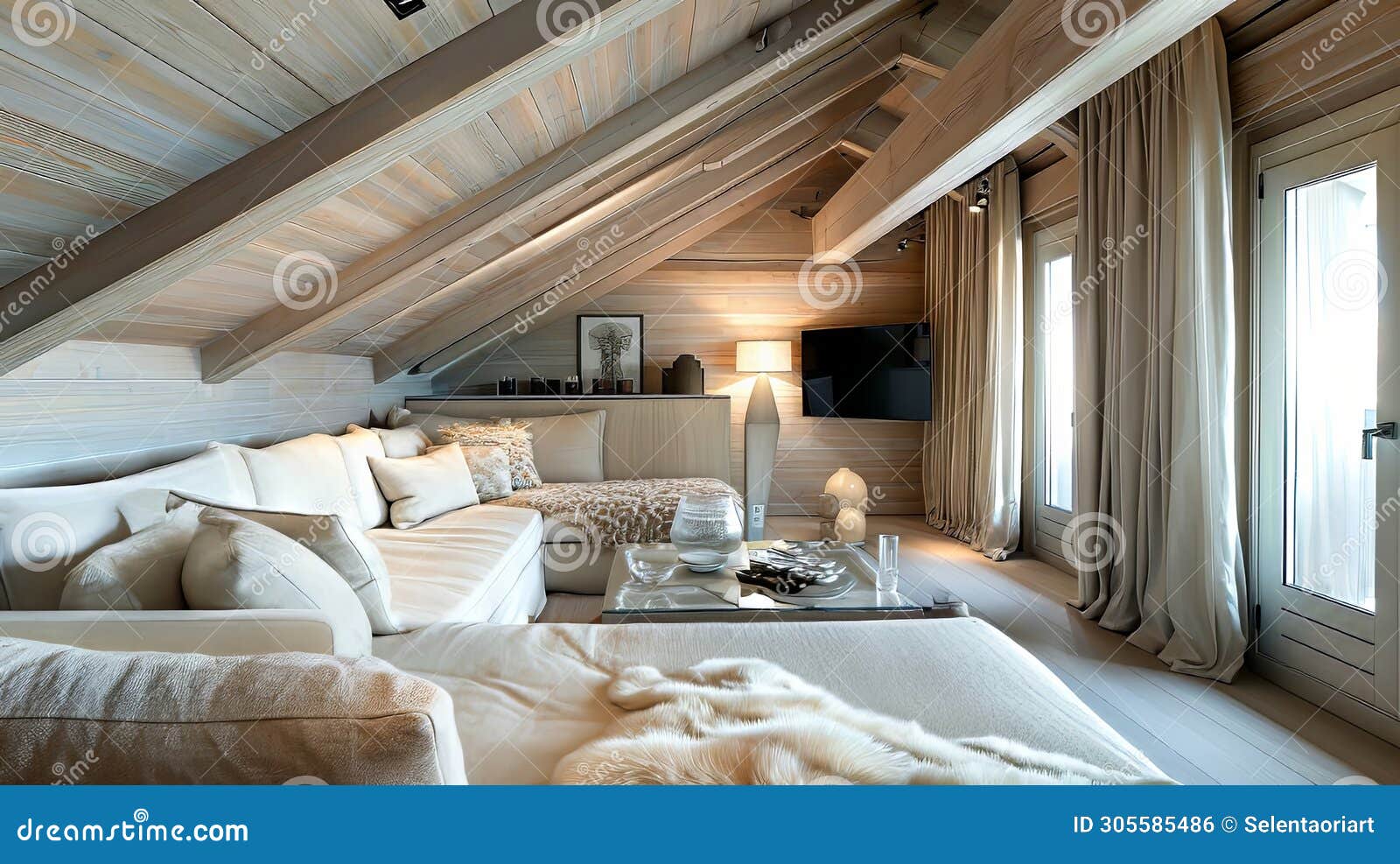 Attic Retreat Interior Concept Stock Illustration - Illustration of ...