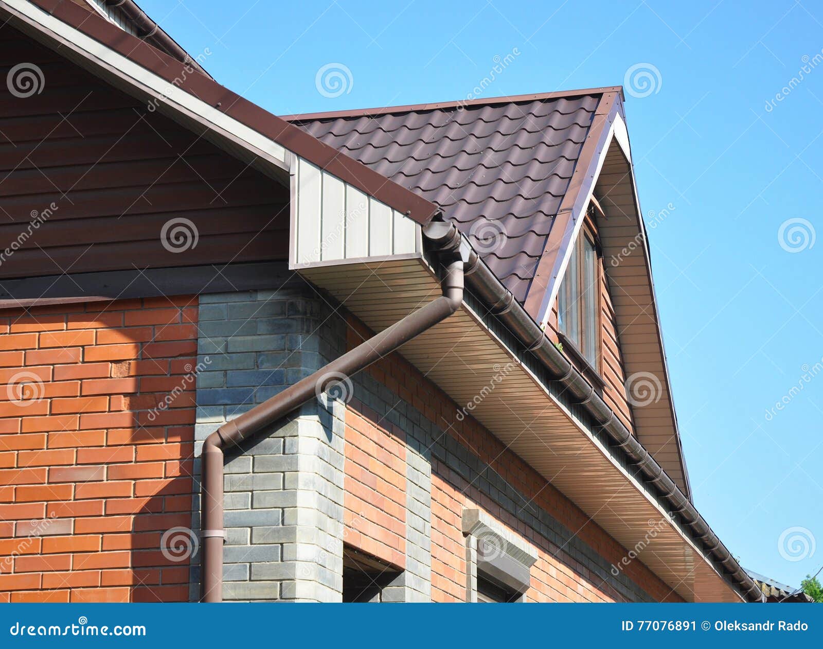 Attic Roof Window and Rain Gutter Stock Image - Image of roofing ...