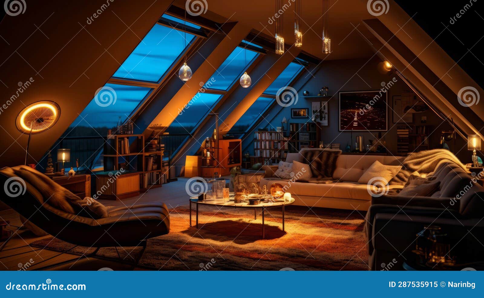 The Attic Room of a Beautiful Futuristic Design. AI Generated Stock ...