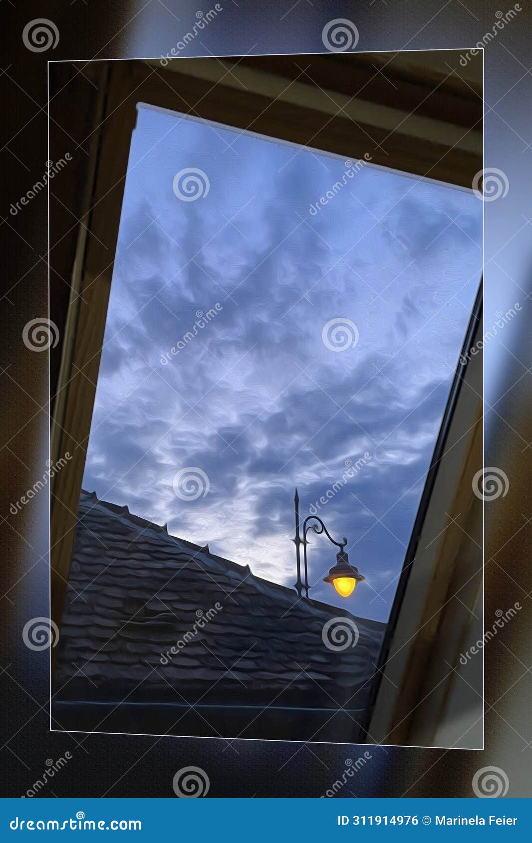 The Attic Window in the Twilight Stock Photo - Image of lantern, window ...