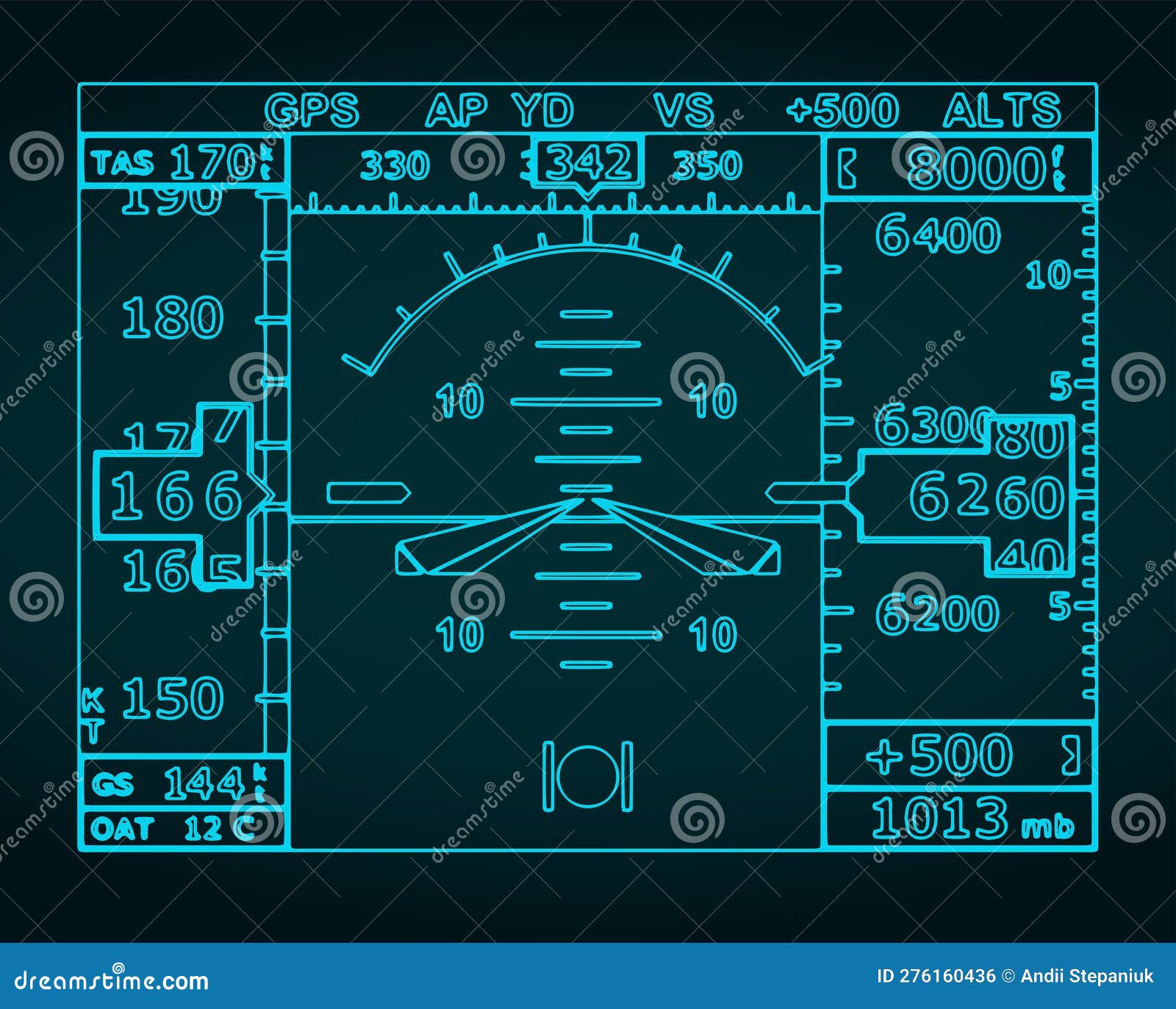 Attitude Indicator and Turn Coordinator Blueprint Stock Vector ...