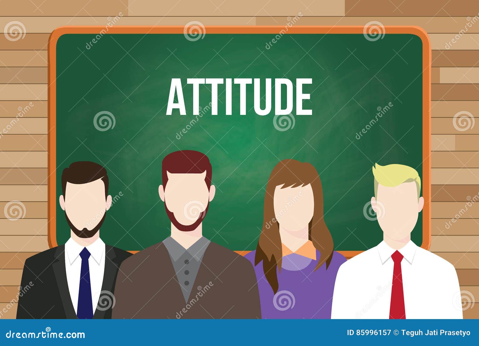 Attitude Text on Chalkboard Illustration with Man and Woman in Front of ...