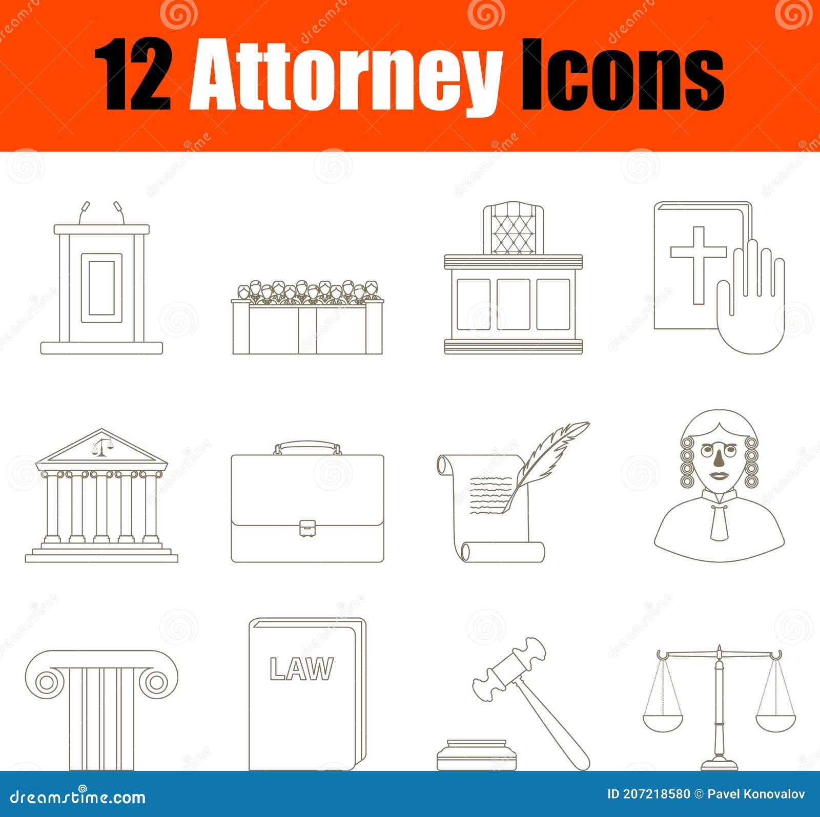 Attorney Icon Set stock vector. Illustration of book - 207218580