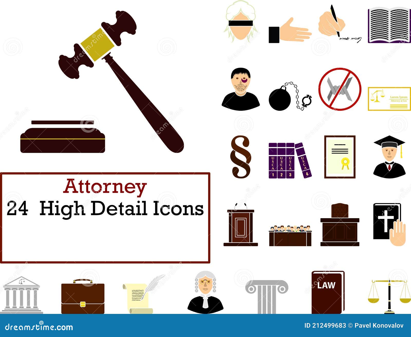 Attorney Icon Set stock vector. Illustration of legal - 212499683