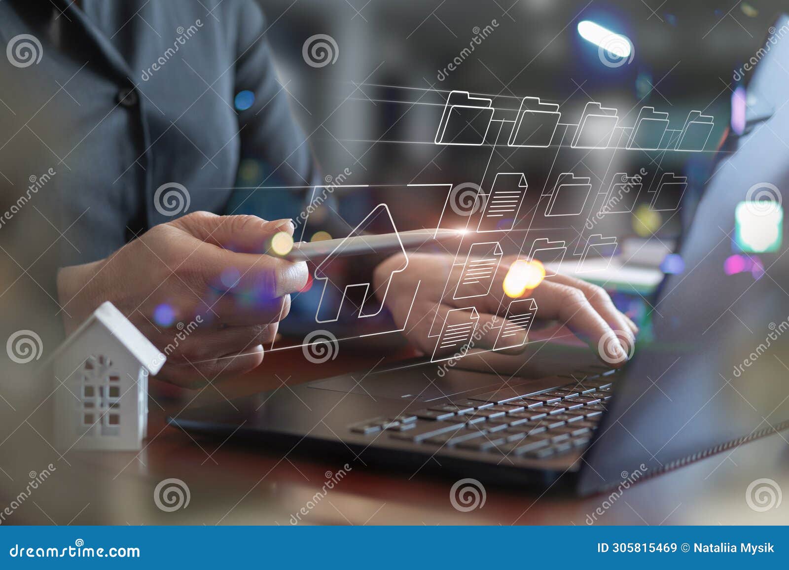 An Attorney Studies Real Estate on a Virtual Screen Stock Image - Image ...