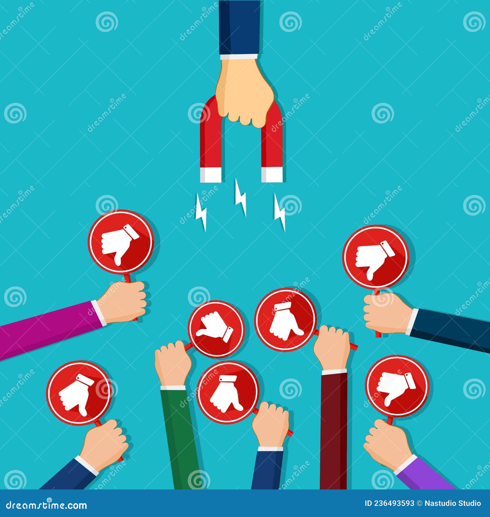 Attract the Dislike with a Magnet. Unpopular Concept Stock Vector ...