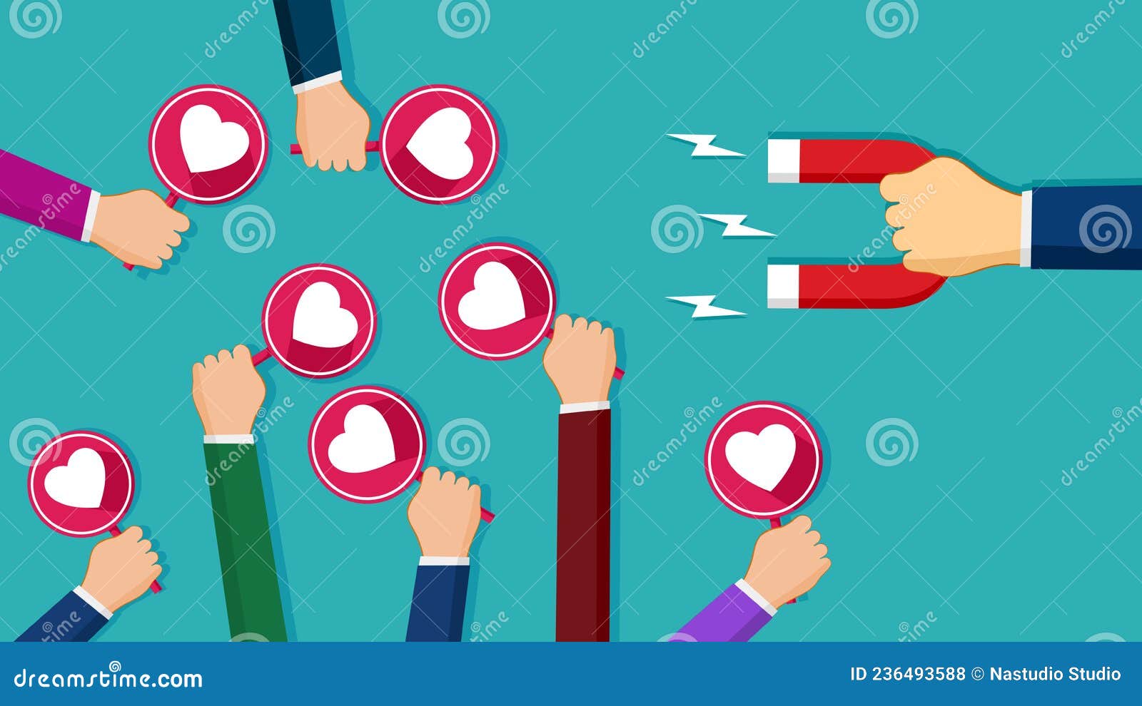 Attract Likes with Magnets. the Concept of Popularity. Vector ...