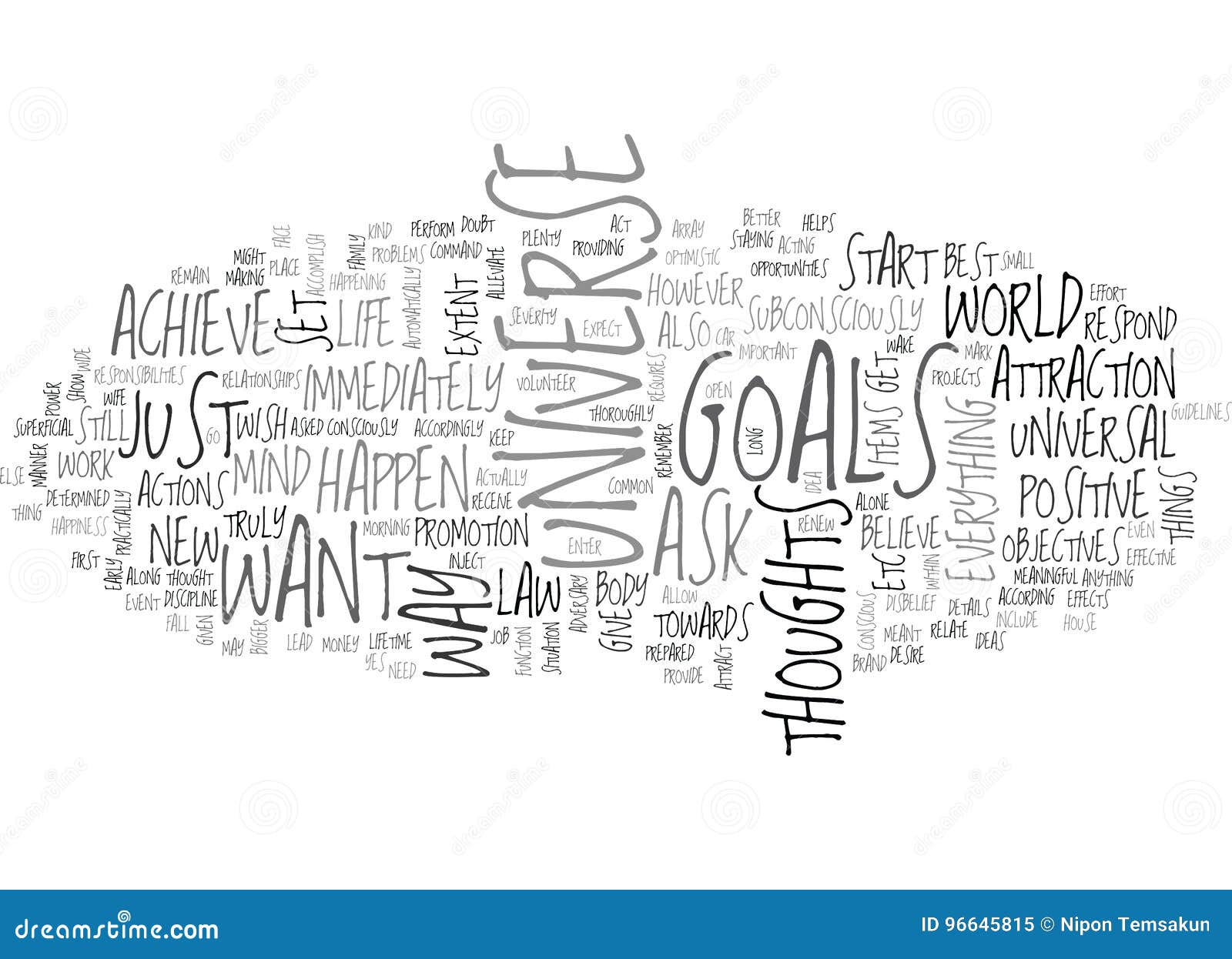 Attract the Universe and Achieve Your Goals Word Cloud Stock ...