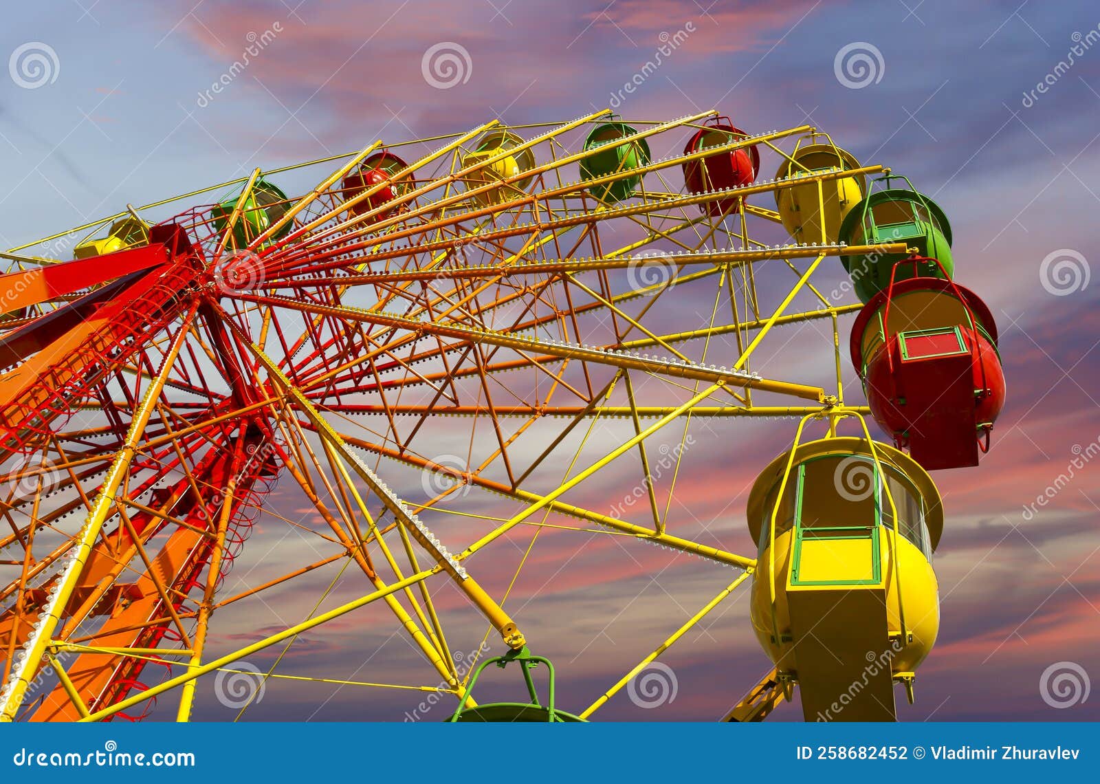 Attraction Carousel Ferris Wheel Against the Romantic Evening Sky Stock ...