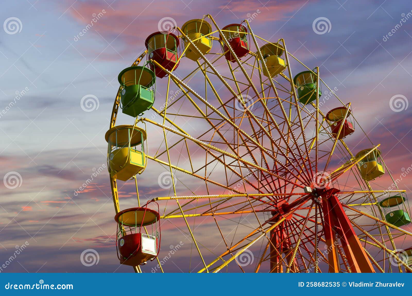 Attraction Carousel Ferris Wheel Against the Romantic Evening Sky Stock ...