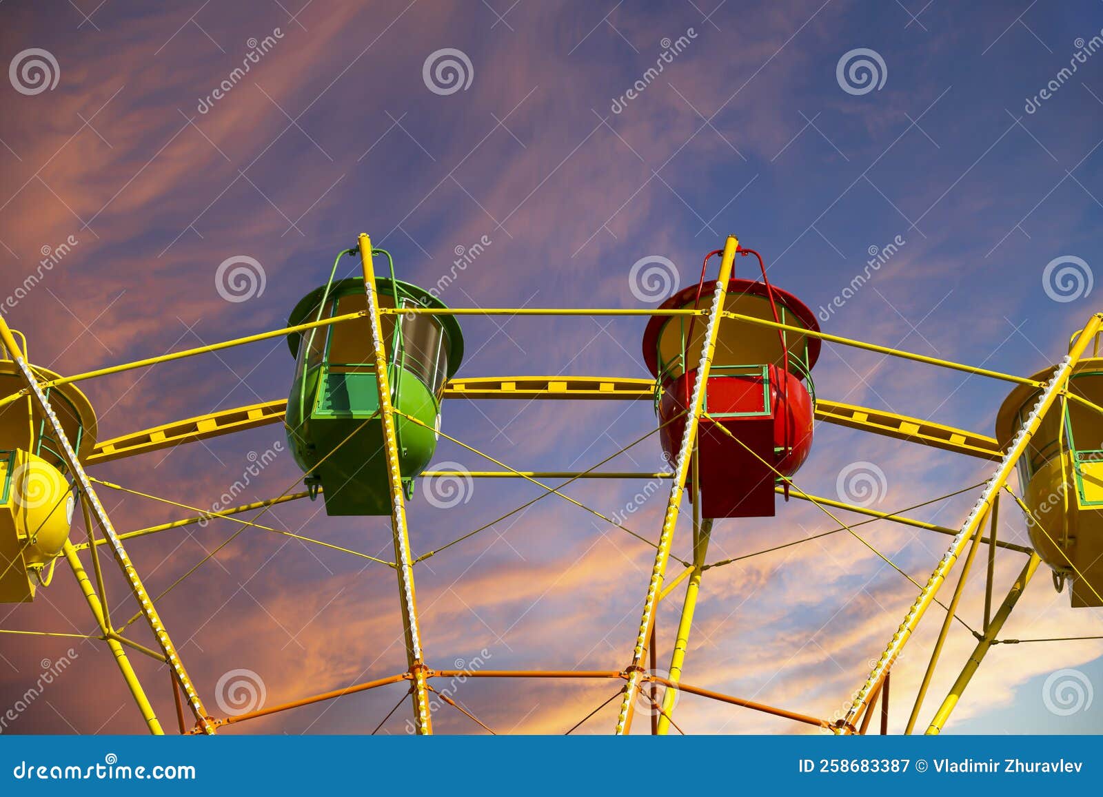 Attraction Carousel Ferris Wheel Against the Romantic Evening Sky Stock ...