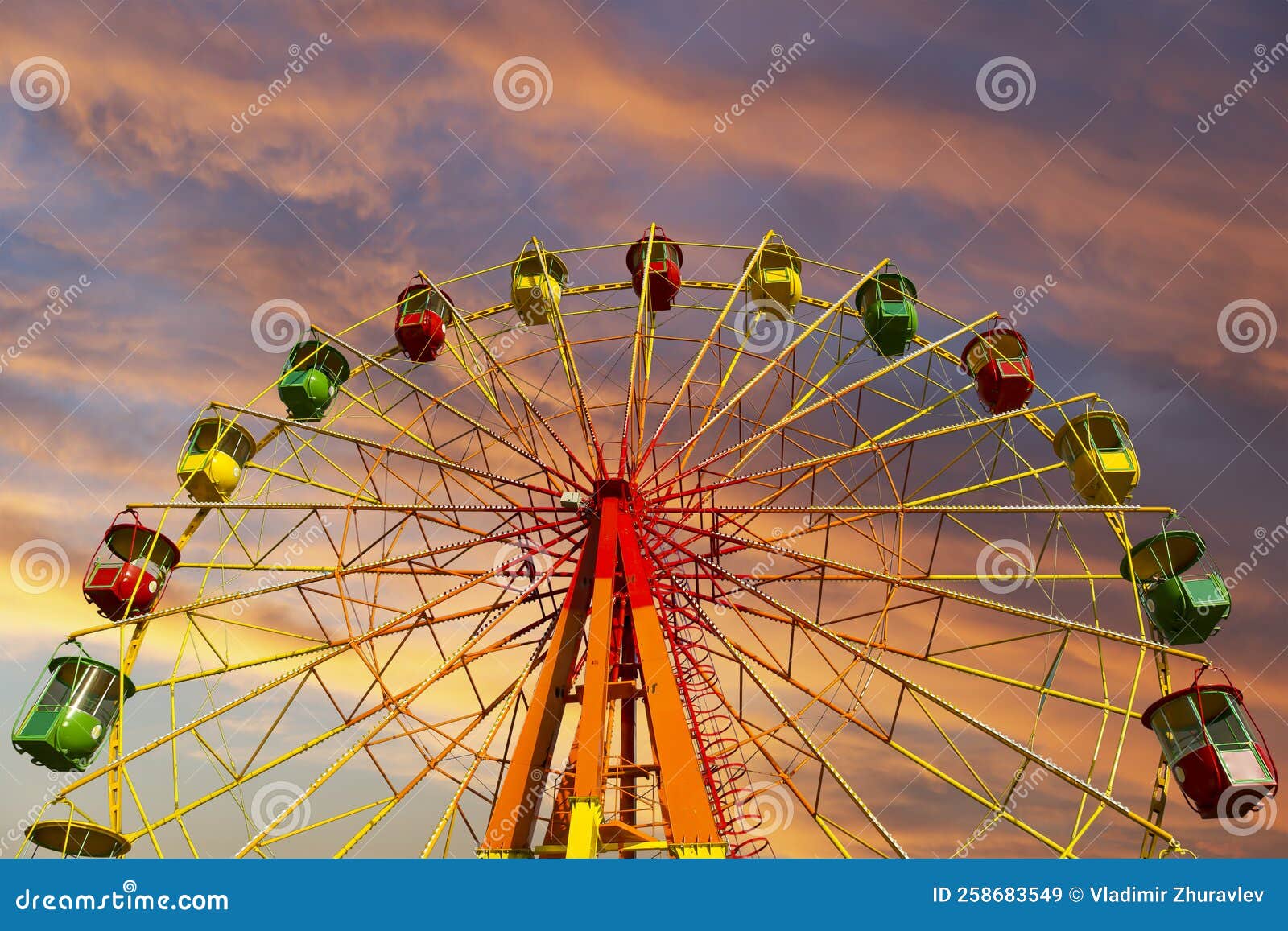 Attraction Carousel Ferris Wheel Against the Romantic Evening Sky Stock ...