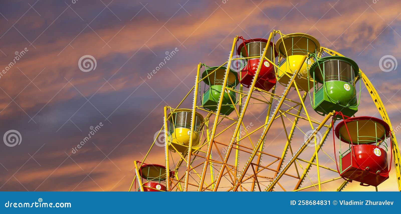 Attraction Carousel Ferris Wheel Against the Romantic Evening Sky Stock ...