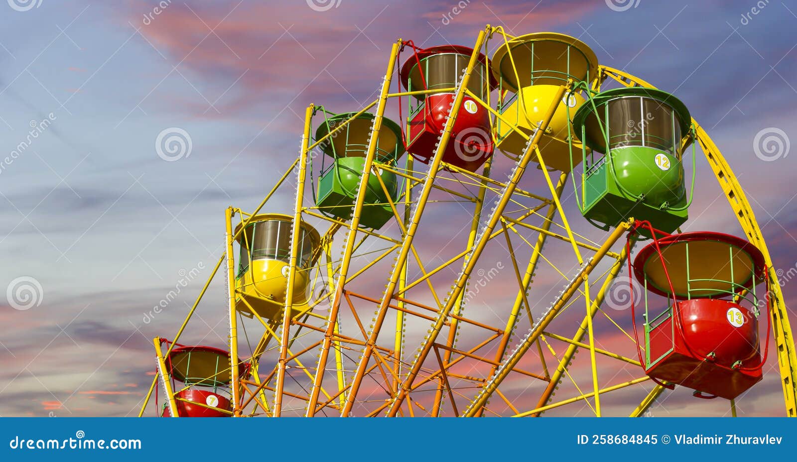 Attraction Carousel Ferris Wheel Against the Romantic Evening Sky Stock ...