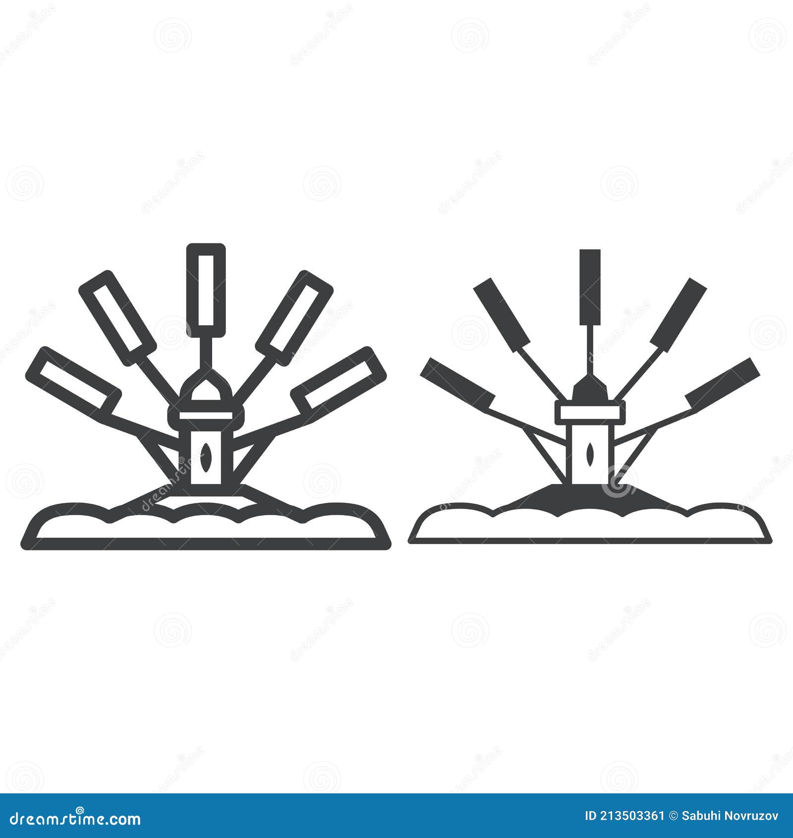 Attraction Carousel Rocket Line and Solid Icon, the Rides Concept ...