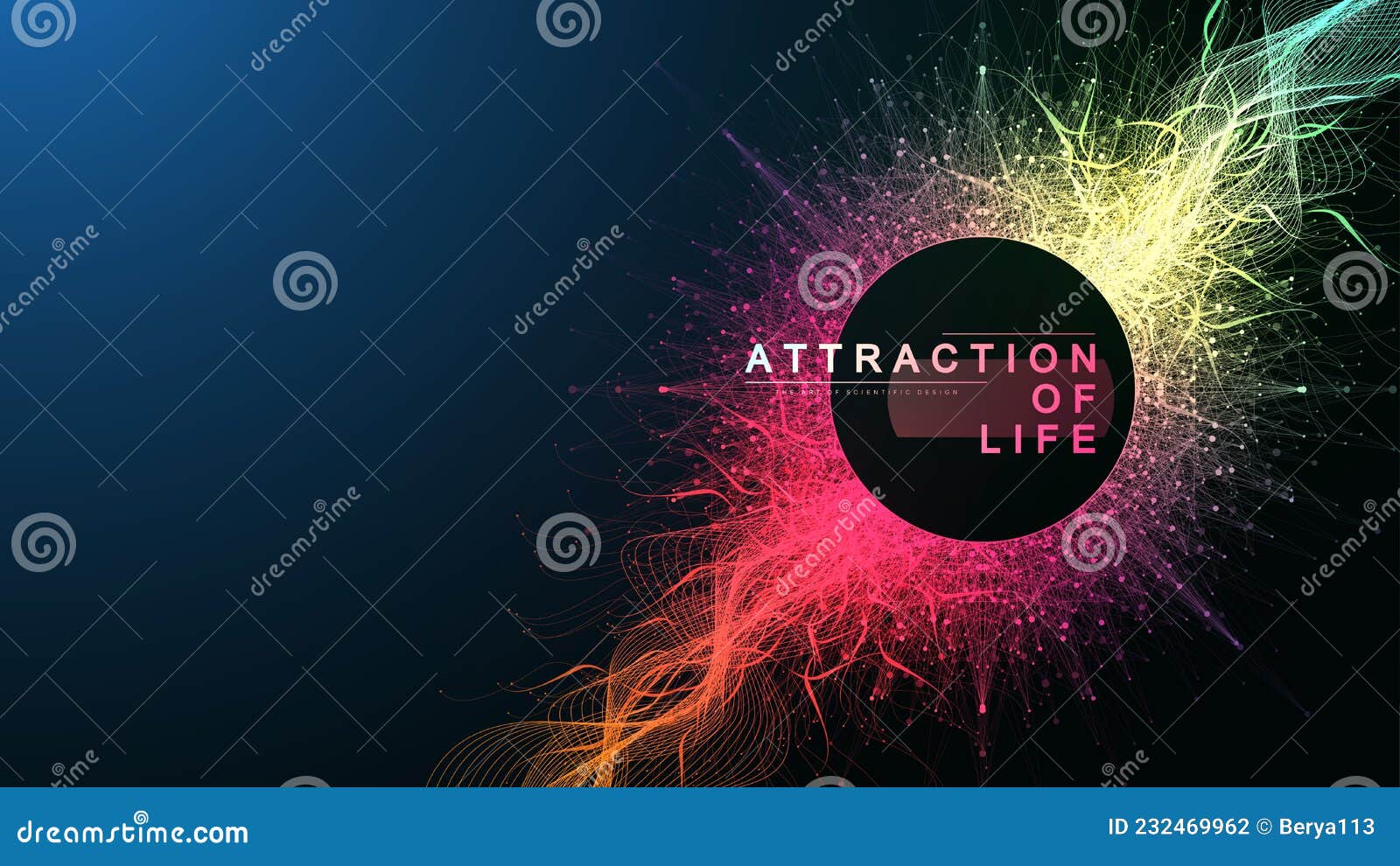 Attraction of Life. Colorful Abstract Small Particles and Lines Under ...