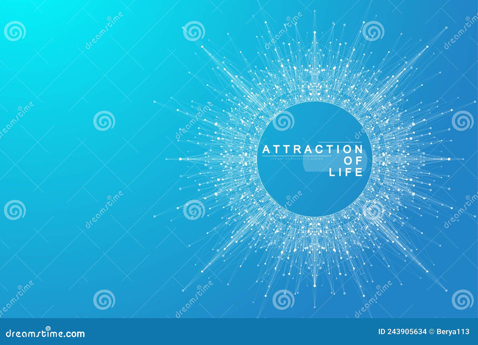 Attraction Of Life. Vector Connecting Particle Tails. Small Particles ...