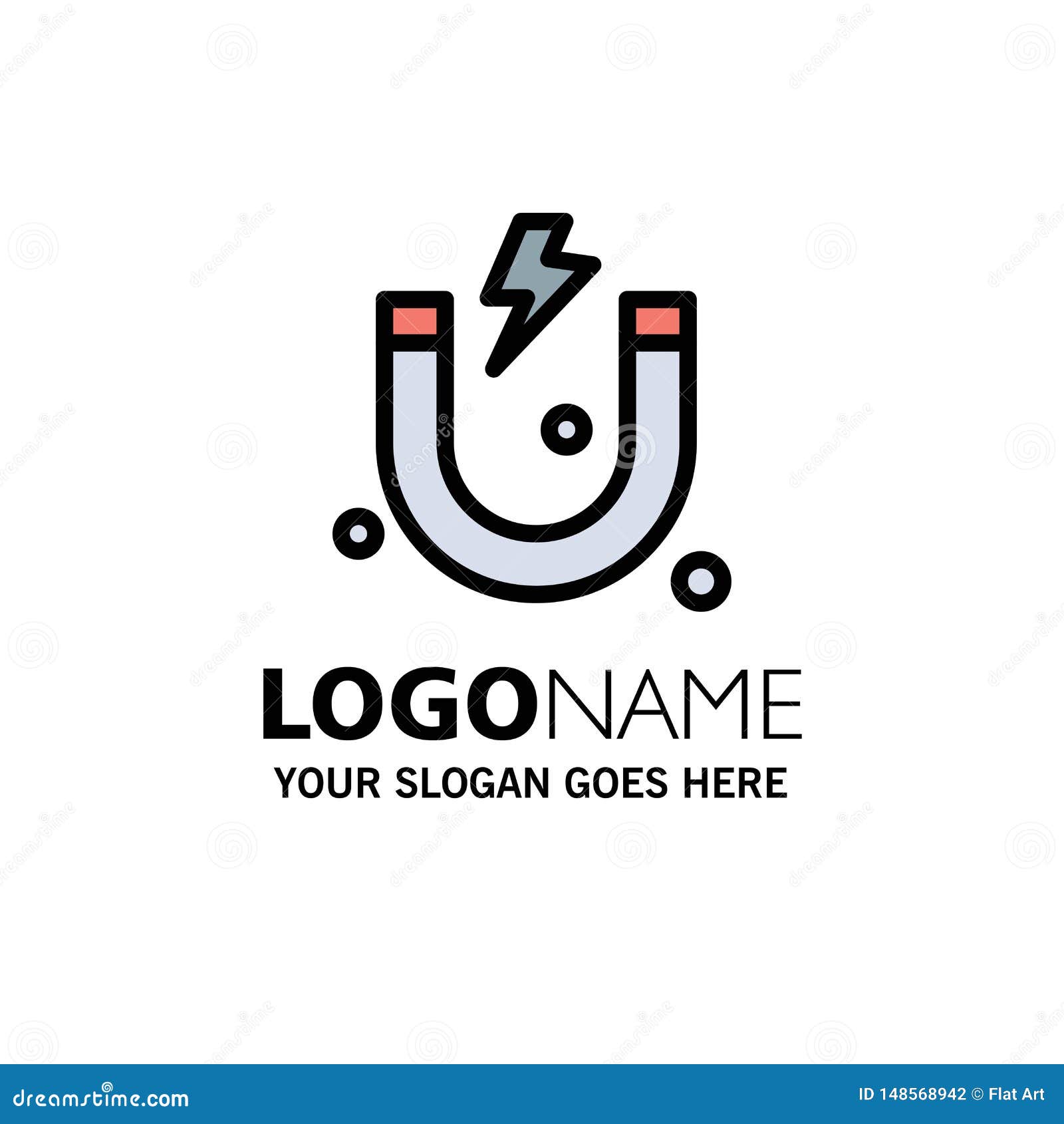 Attraction, Magnet, Science Business Logo Template. Flat Color Stock ...