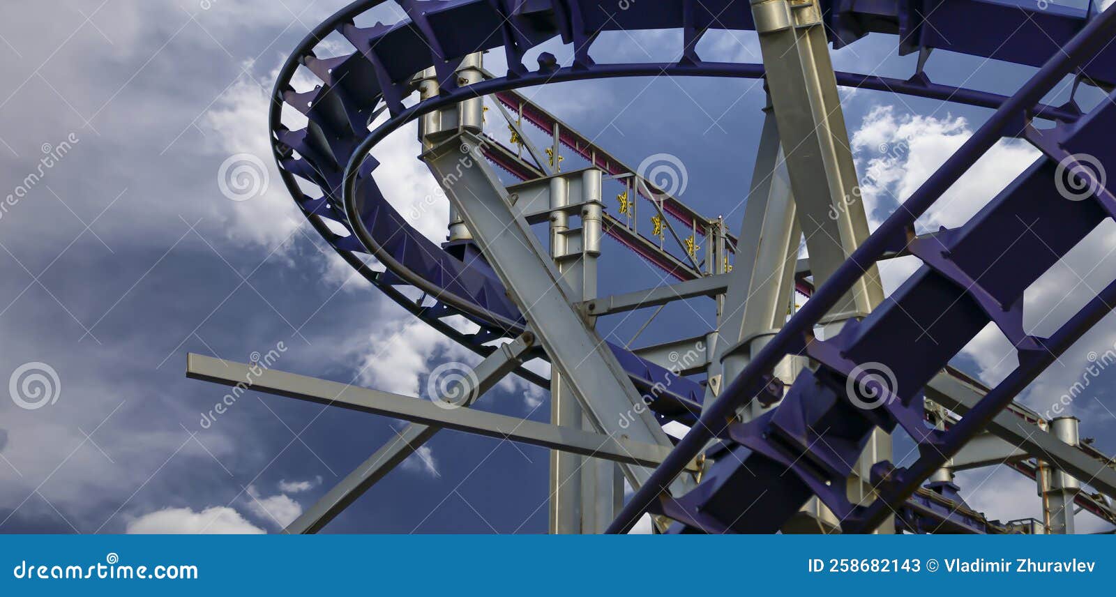 Attraction Roller-coaster Switchback on the Cloudy Sky Stock Image ...