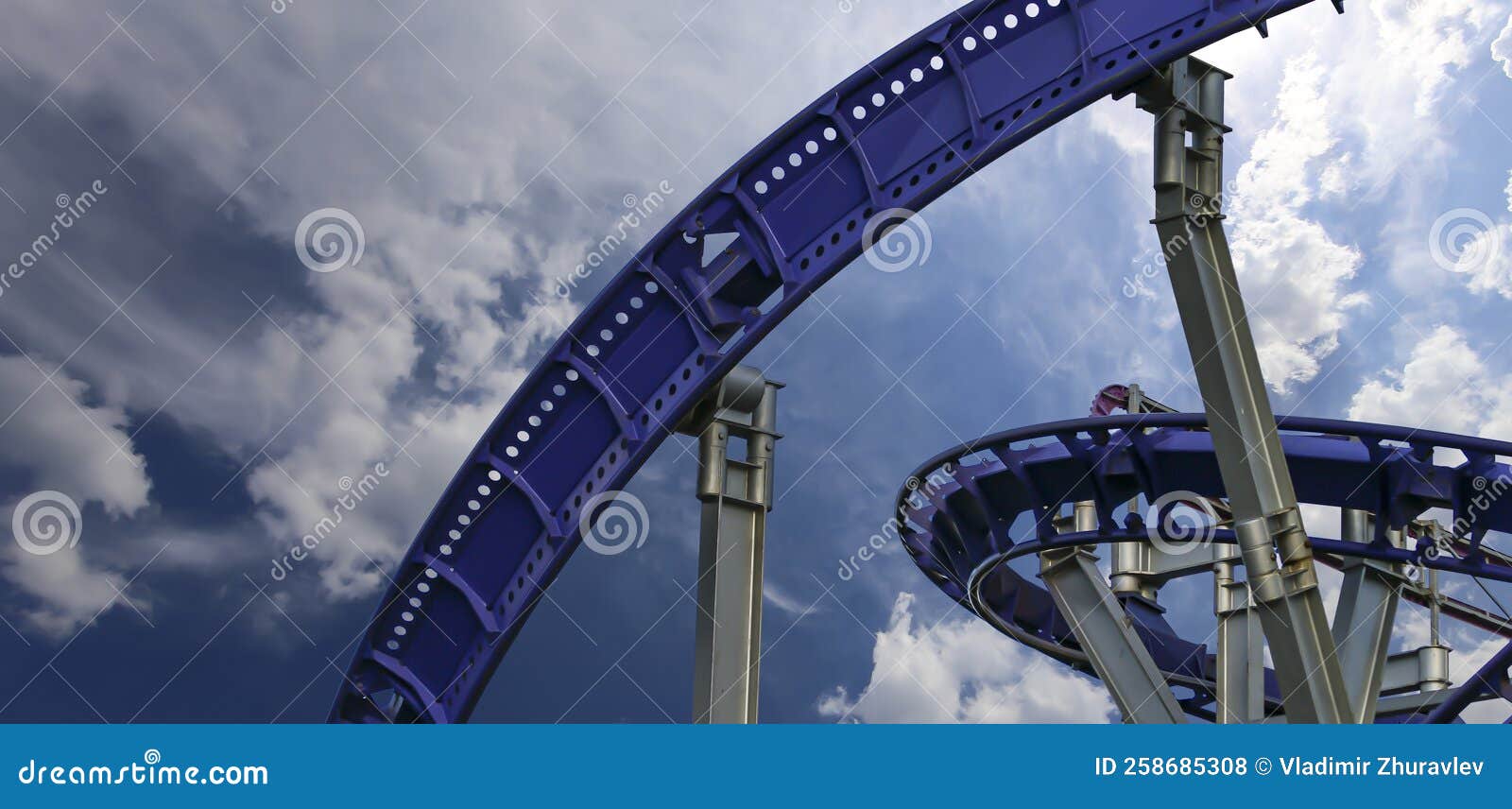 Attraction Roller-coaster Switchback on the Cloudy Sky Stock Photo ...