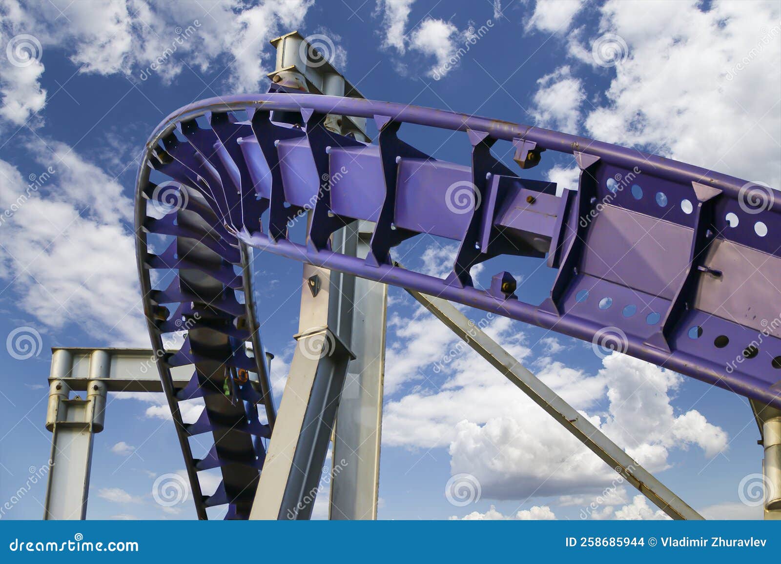 Attraction Roller-coaster Switchback on the Cloudy Sky Stock Photo ...
