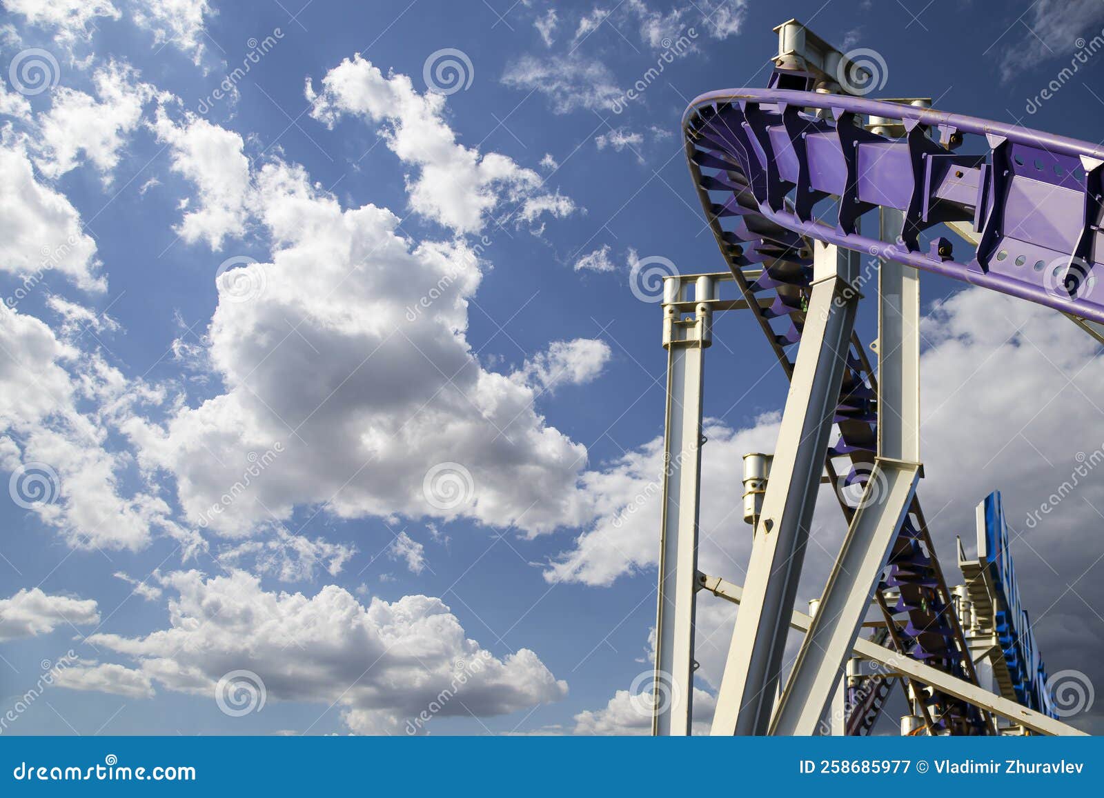 Attraction Roller-coaster Switchback on the Cloudy Sky Stock Image ...