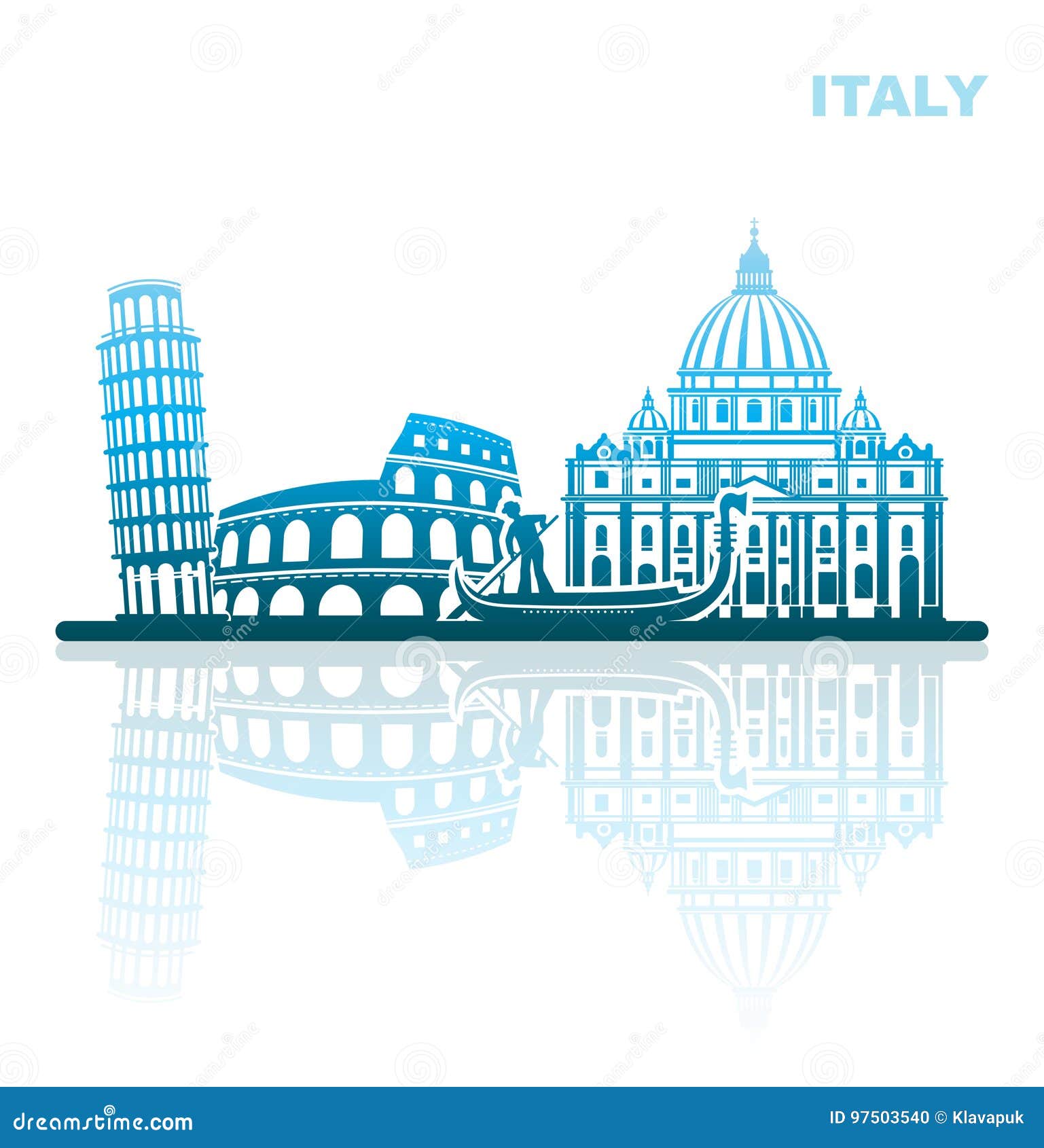Attractions Italy. Abstract Landscape Stock Vector - Illustration of ...