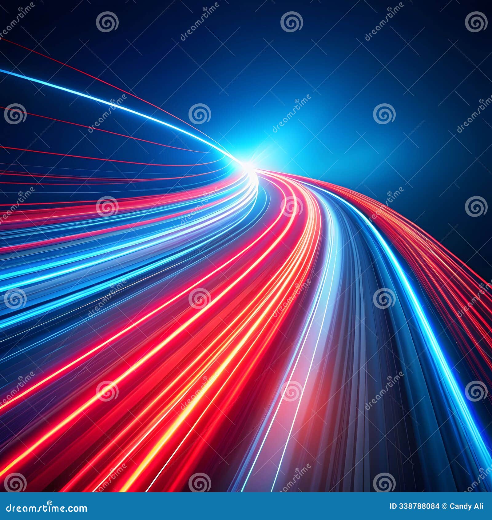 Abstract Red Light Trail on Blue Background Stock Illustration ...