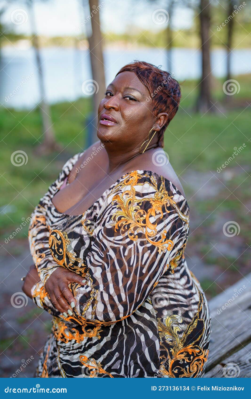 Attractive Adult Plus Size Model Posing in the Park Stock Photo - Image ...