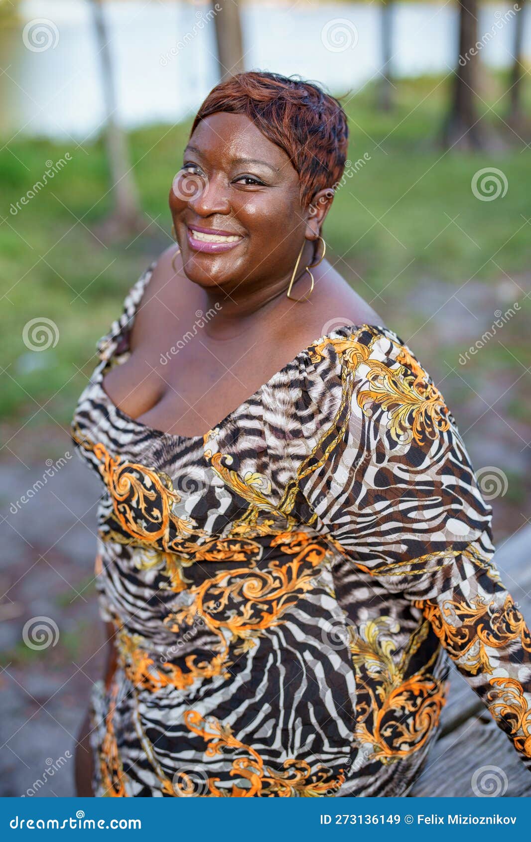 Attractive Adult Plus Size Model Posing in the Park Stock Image - Image ...