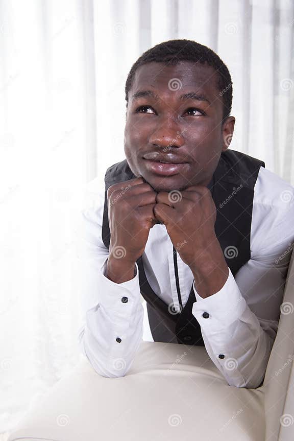 Attractive African Man is Posing Stock Photo - Image of closeup ...