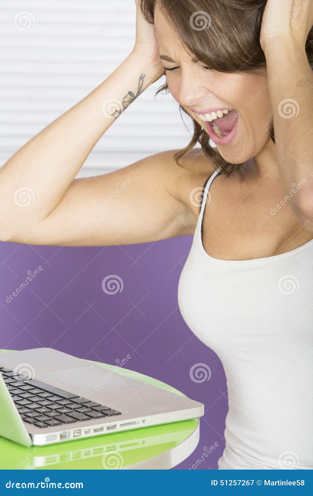 Attractive Agitated Annoyed Angry Young Woman Pulling Out Hair Using ...