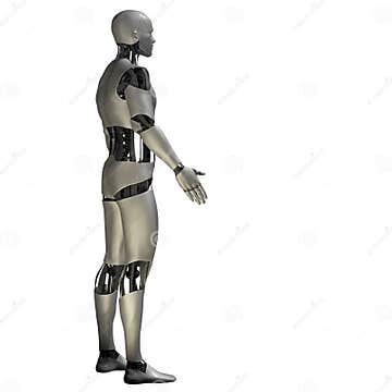 Humanoid Robot Standing in Front of an Empty Space, Cyborg Isolated on ...