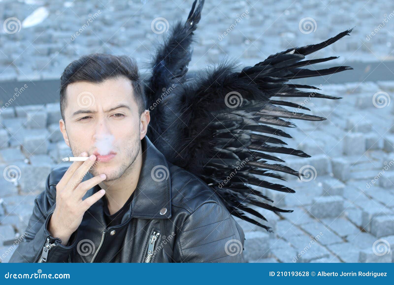 Attractive Angel Smoking a Cigarette Stock Photo - Image of fallen ...