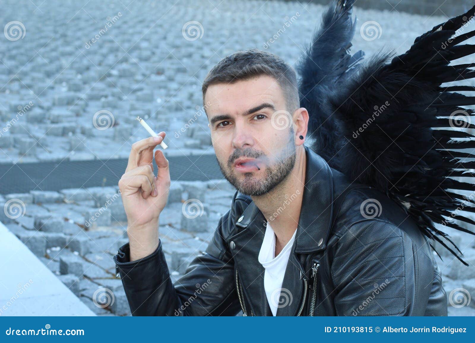 Attractive Angel Smoking a Cigarette Stock Image - Image of fallen ...
