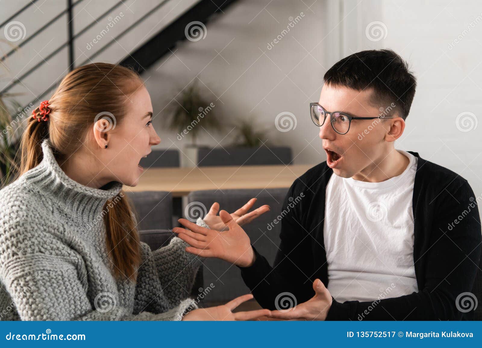 Attractive Angry Couple Fighting and Shouting at Each Other Stock Image ...