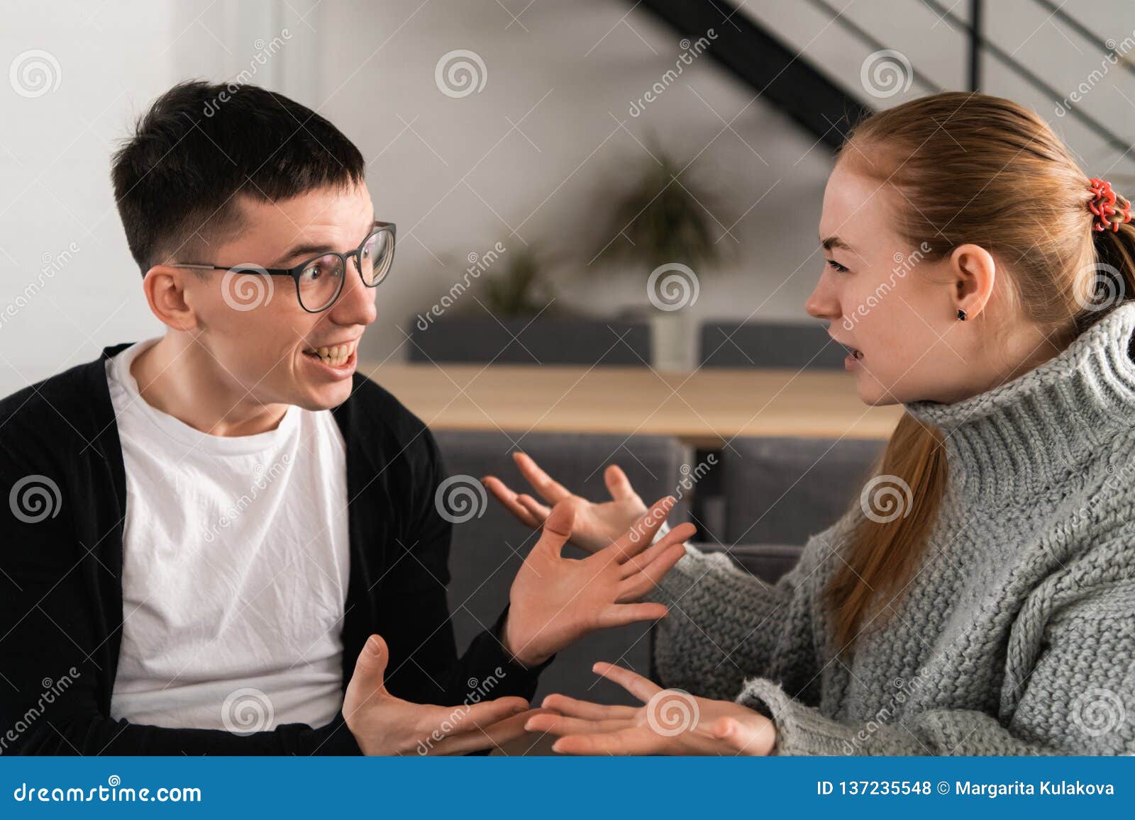 Attractive Angry Couple Fighting and Shouting at Each Other Stock Photo ...