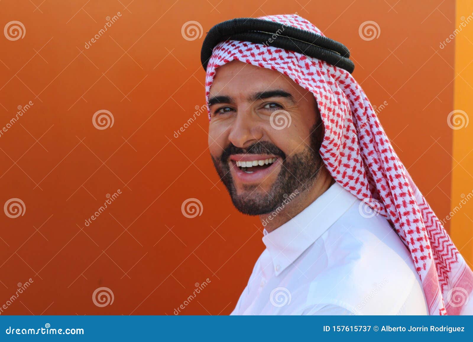 Attractive Arabic Man Smiling with Copy Space Stock Image - Image of ...