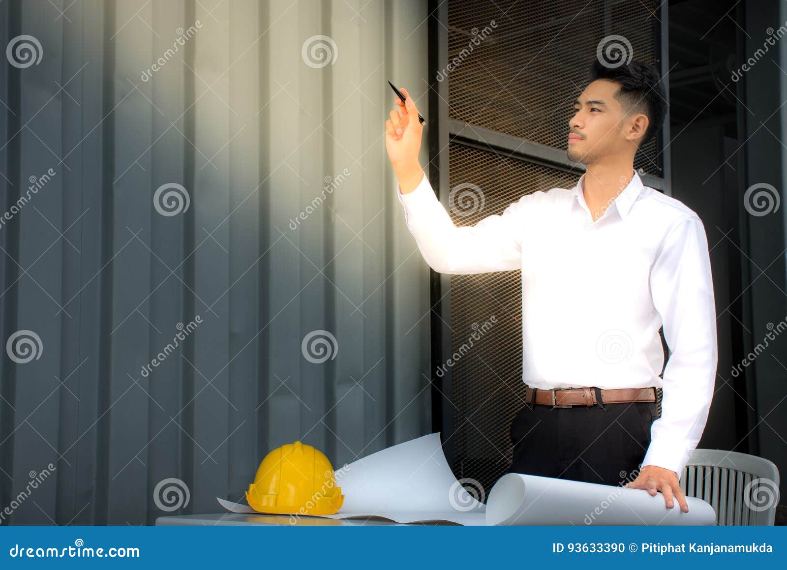 Attractive Architect Engineer Thinking Stock Photo - Image of male ...